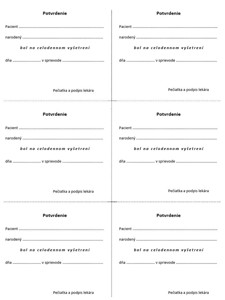 Potvrdenie Pecko | PDF