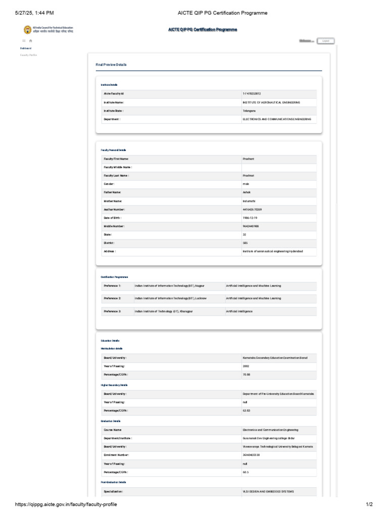 AICTE QIP PG Certification Programme | PDF | Vocational Education | Science Education