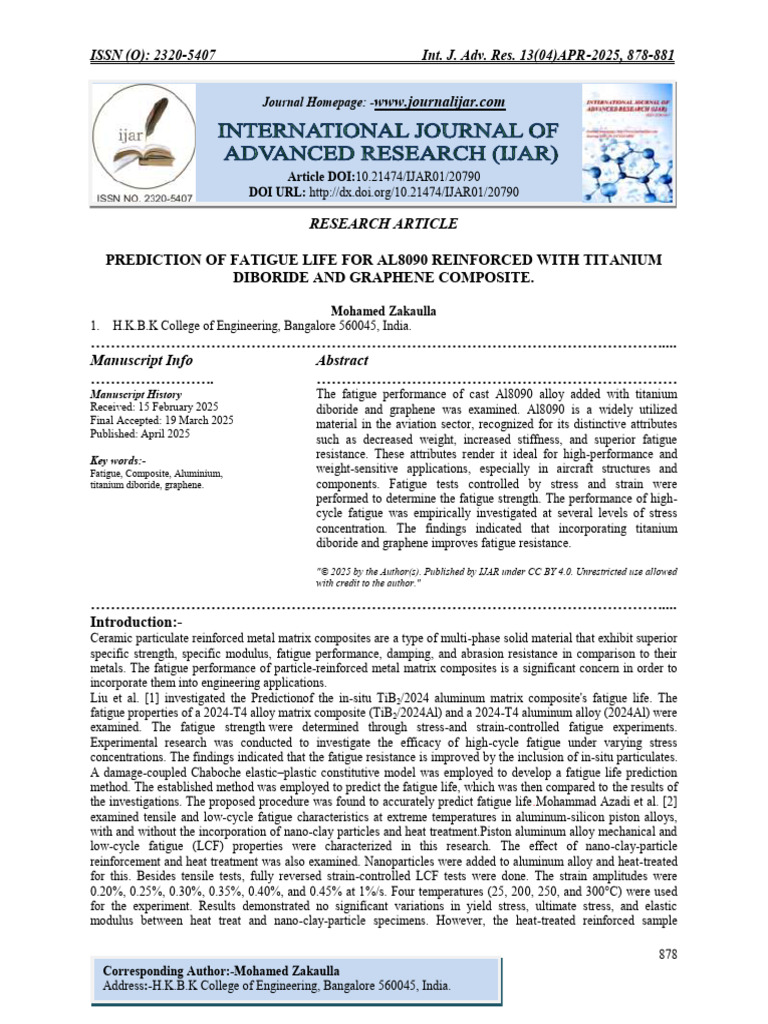 Fatigue Life Prediction of Al8090 Composites | PDF | Fatigue (Material ...