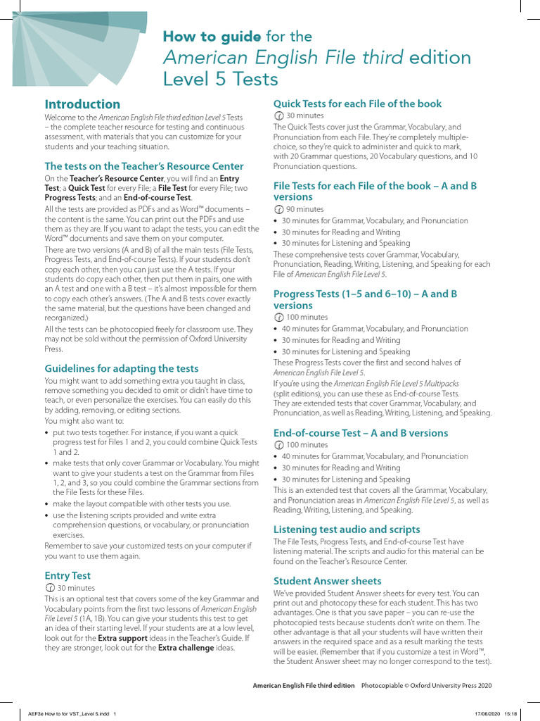 AEF3e Level 5 Tests How To | PDF | English Language | Reading Comprehension