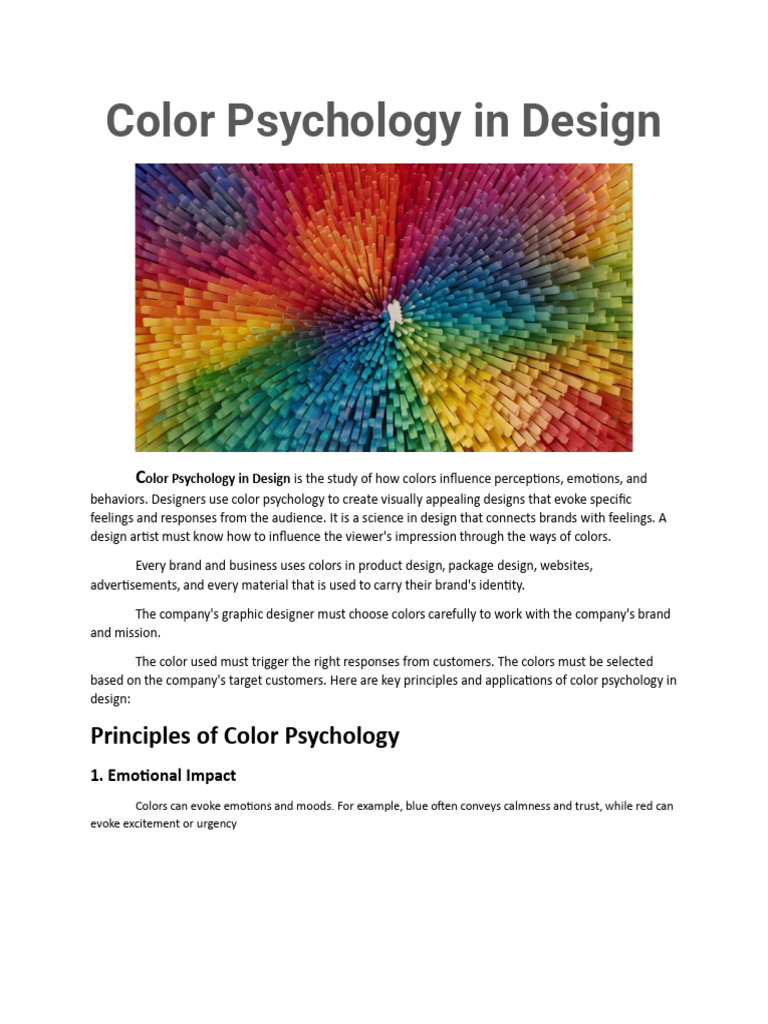 Color Psychology in Design Principles | PDF | Brand | Emotions