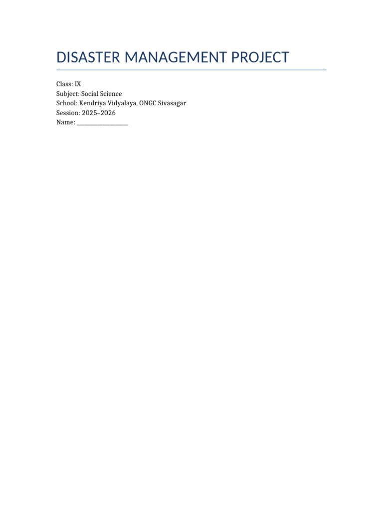 Class 9 Disaster Management Project | PDF