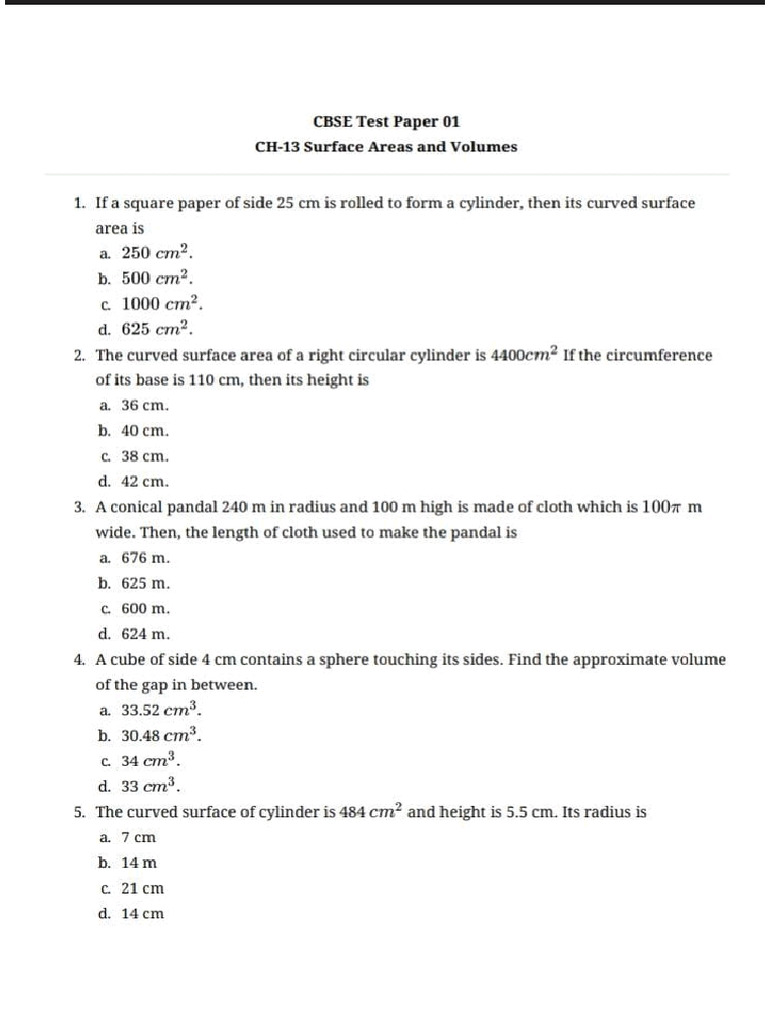 Class 10 Math Sample Paper 2026 | PDF