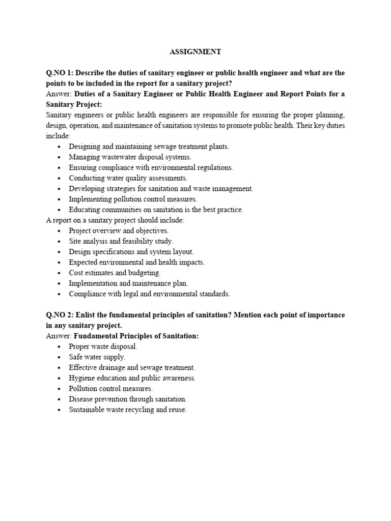 Environmental Egineering Assignment | PDF | Sanitary Sewer | Sewage Treatment