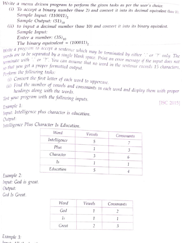 Computer Class 12 Isc Programs | PDF | Constructor (Object Oriented Programming) | Programming