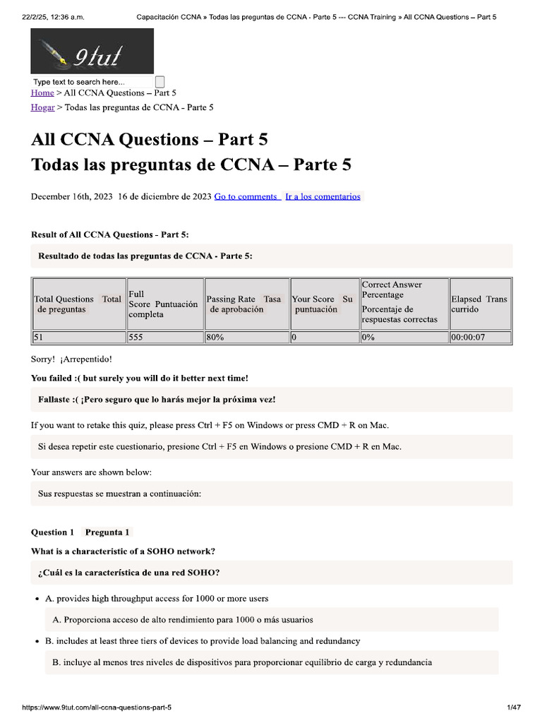 All CCNA Questions - Part 5 | PDF