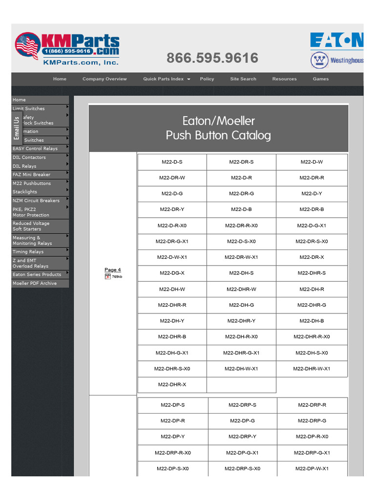 Eaton/Moeller Push Button Catalog | PDF