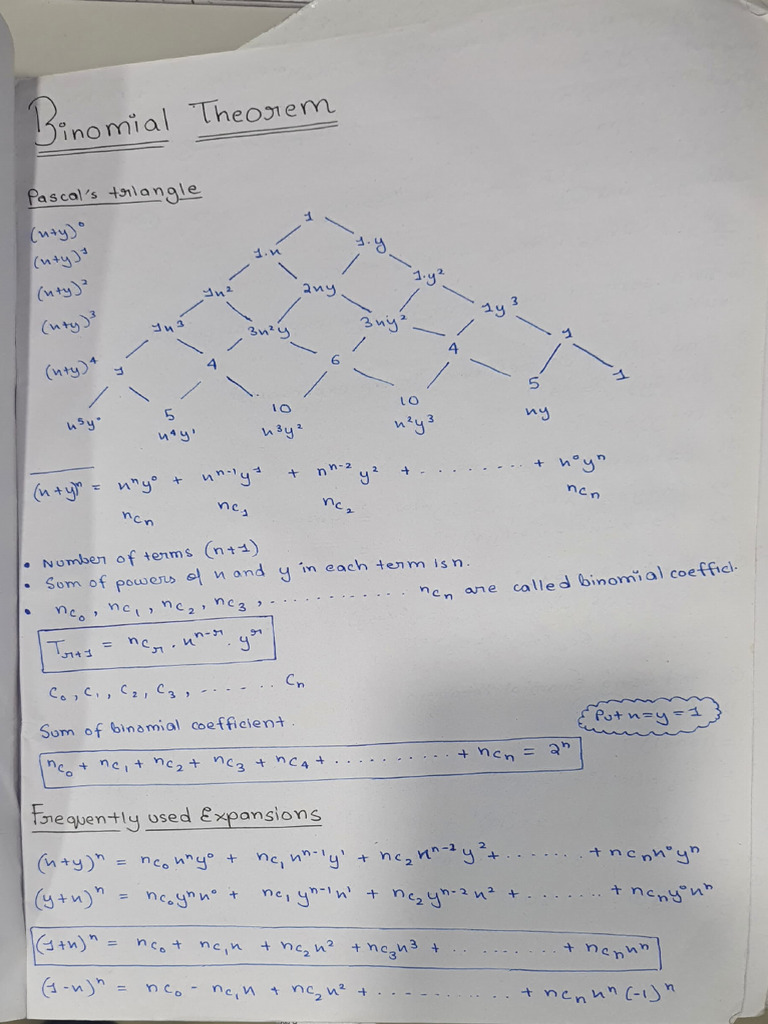 Binomial Theorem Note | PDF