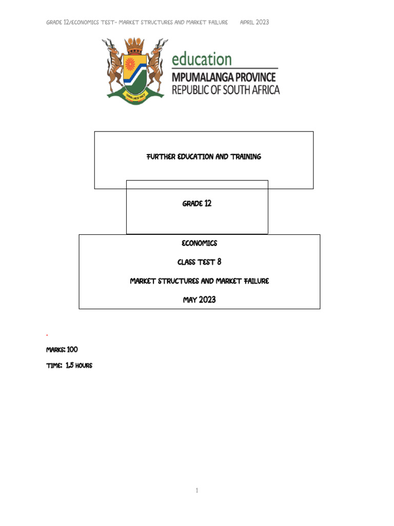 2023 Market Failure Test Economics g12 Moderated | PDF