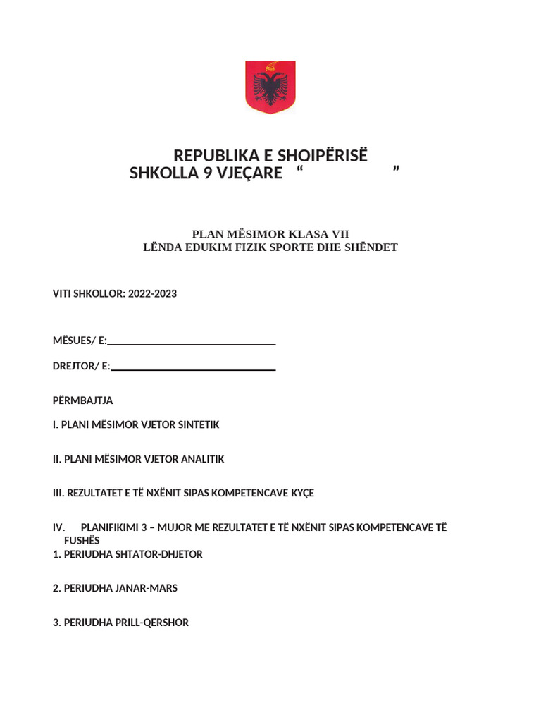 EDUKIM_FIZIK_PLAN_VJETOR_KLASA_VII_2022(2023 | PDF