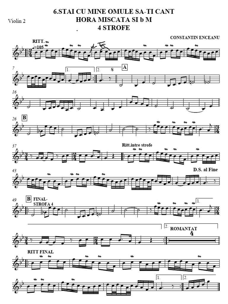 6 STAI CU MINE OMULE SA-TI CANT Violin 2 | PDF