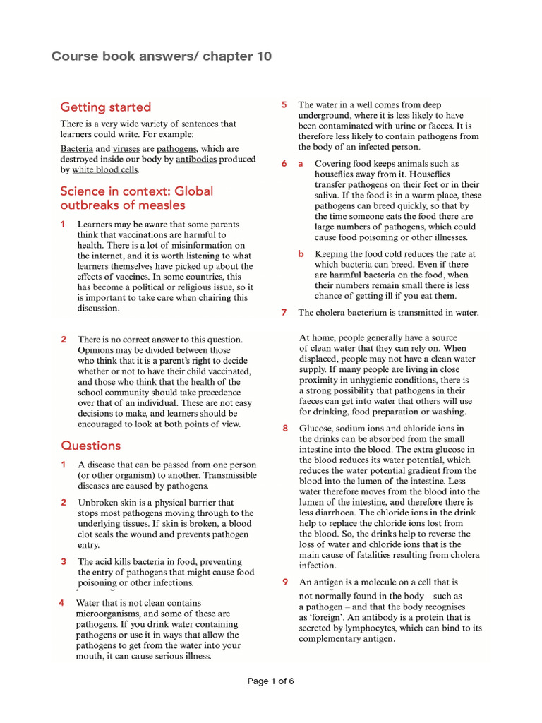 Chapter 10 Coursebook Answres | PDF