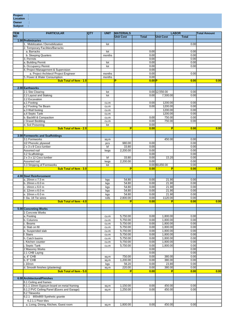 Bom Boq Sample | PDF | Door | Tile
