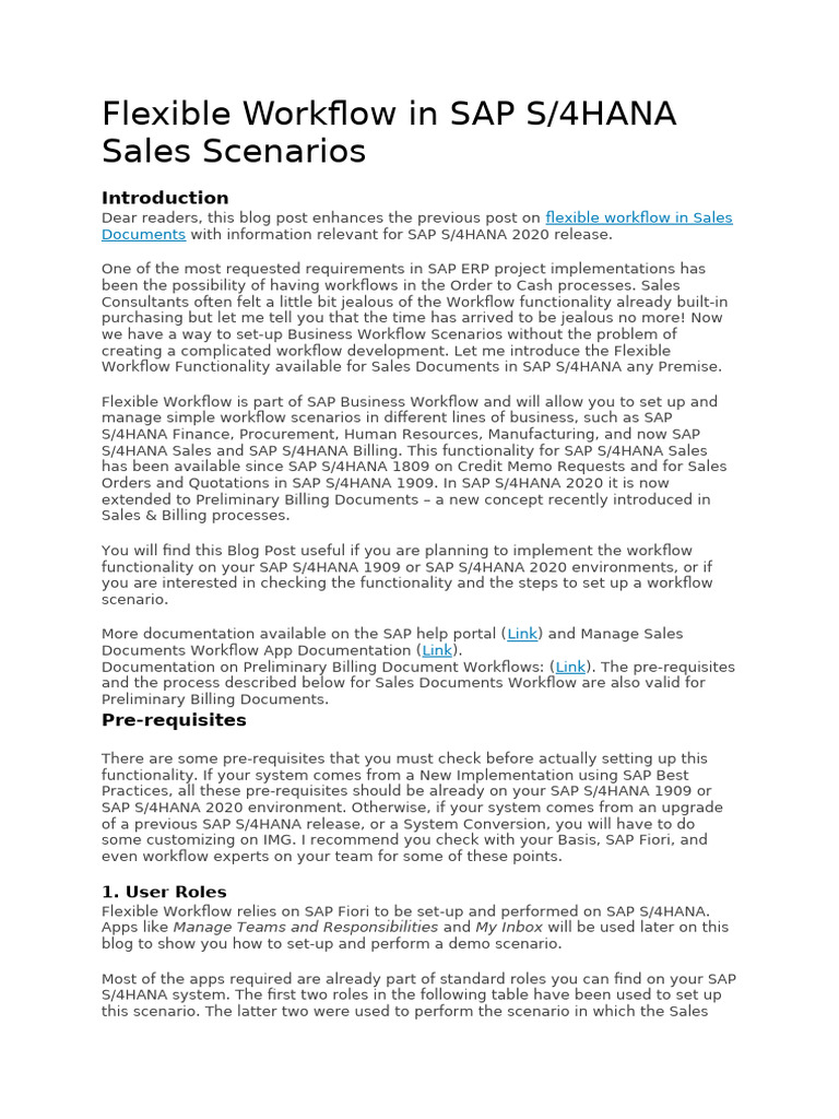 Flexible Workflow in SAP S4HANA Sales Scenarios | PDF | Information Technology | Computing