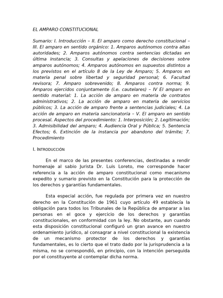 Amparo Constitucional | PDF | Apelación | Derecho Constitucional