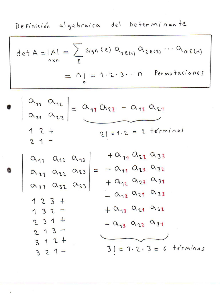 Formula Algebraica Del Determinante y Propiedades | PDF