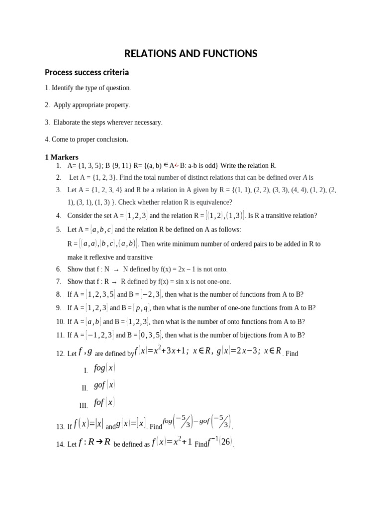 Relations and Functions | PDF | Mathematical Concepts | Mathematical Logic