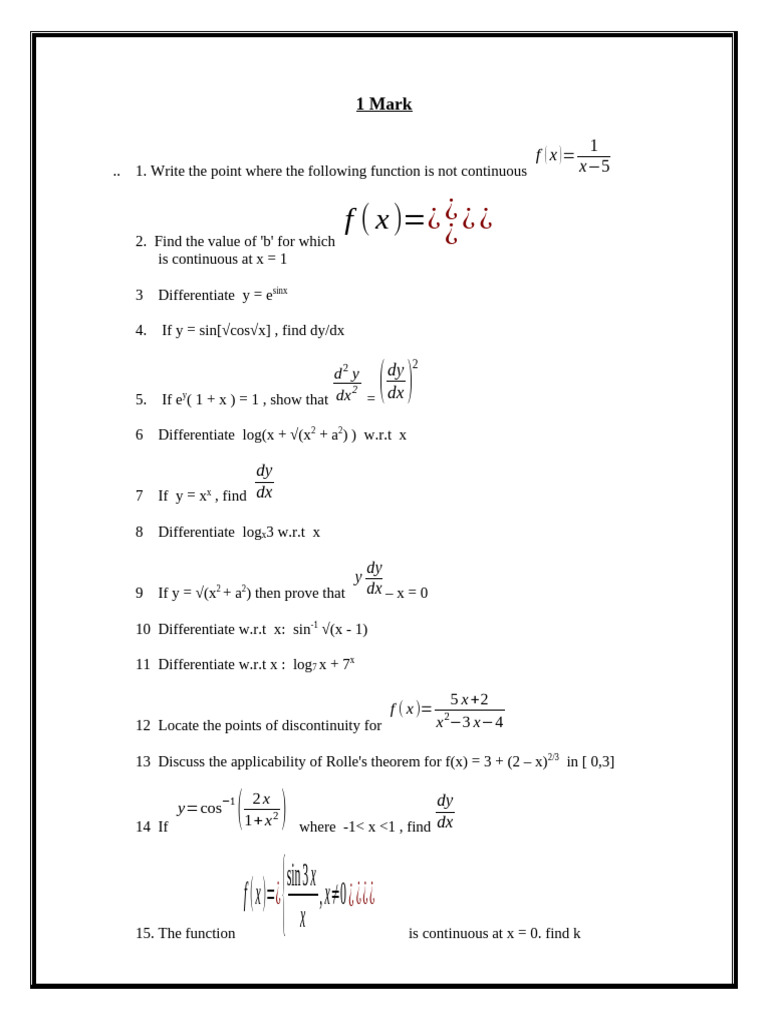 Assignment 3 Continuity and Differentiability | PDF