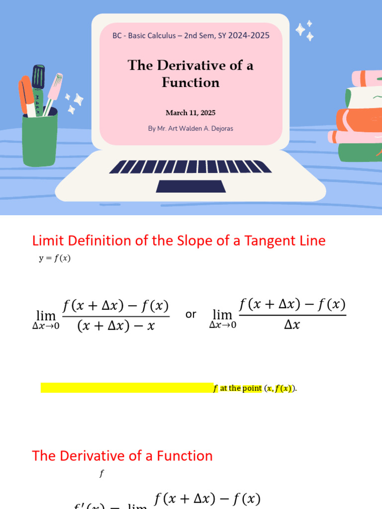 10 - The Derivative of A Function | PDF | Derivative | Function (Mathematics)