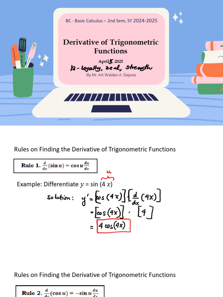 13 Derivative-of-Trigonometric-Functions 250405 220424 | PDF