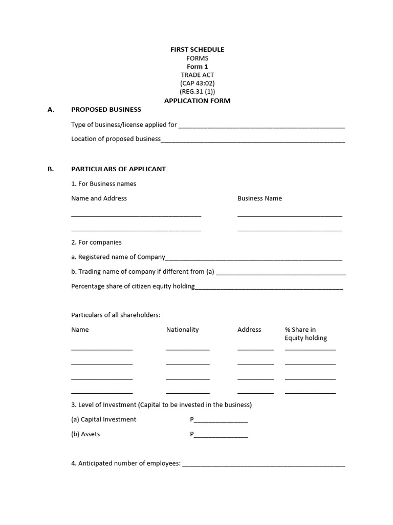 Trade Application Form | PDF | Government And Personhood