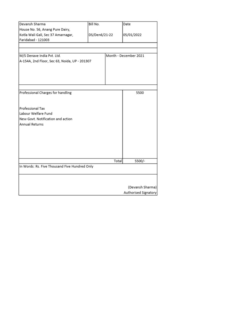 Delhi Consultant Dec Invoice | PDF