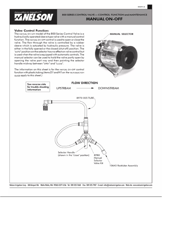 Manual Control for 800 Series Valve | PDF