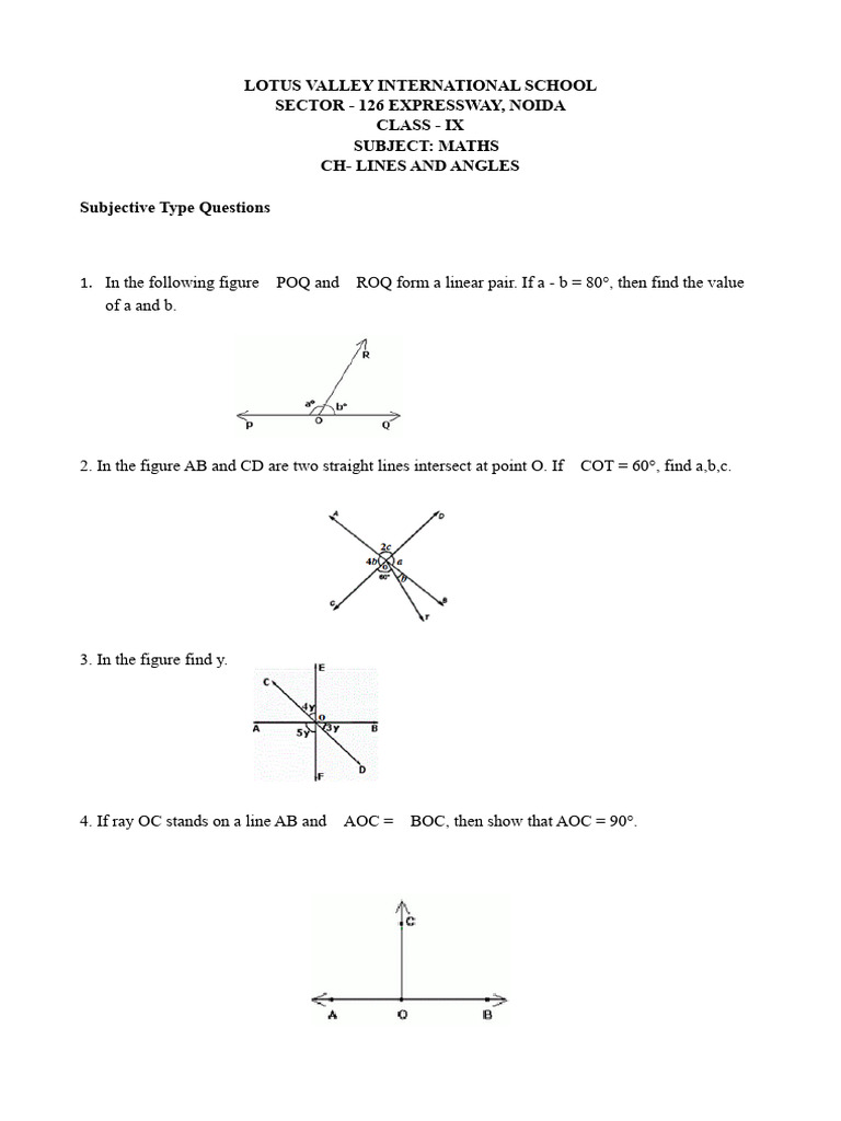 CL - 9 - CH - Lines and Angles | PDF | Angle | Triangle