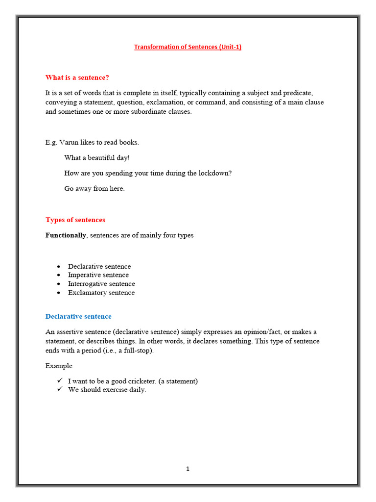 Types and Structure of Sentences | PDF | Sentence (Linguistics) | Grammar