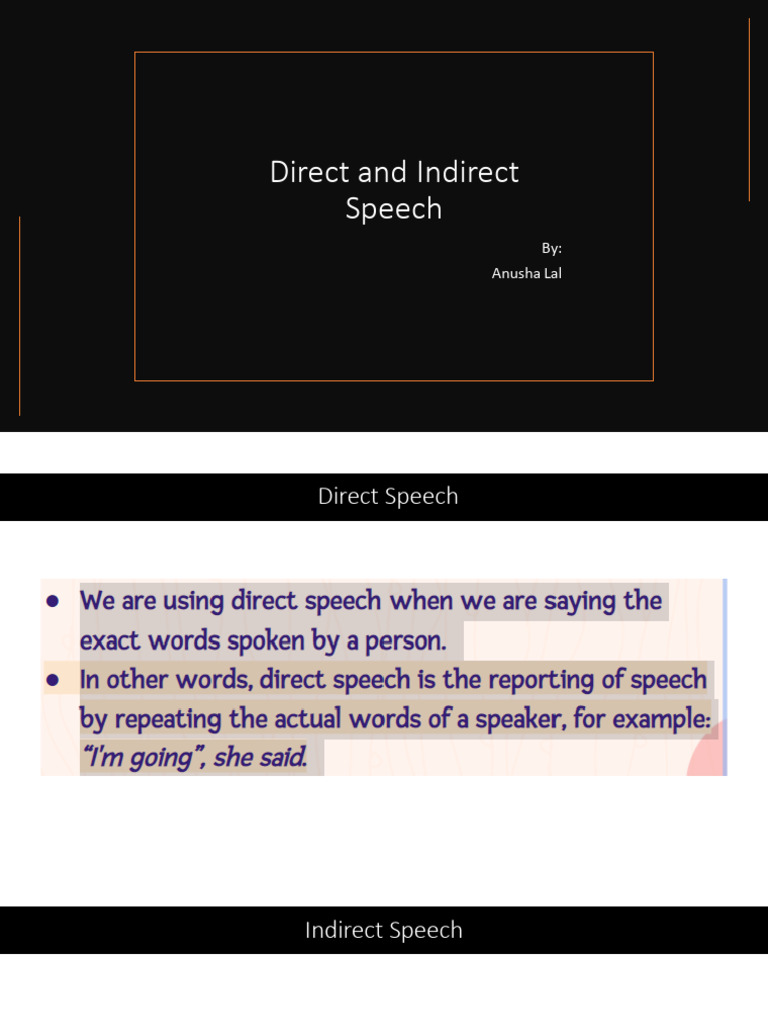 Direct & Indirect Speech Unit-1 | PDF