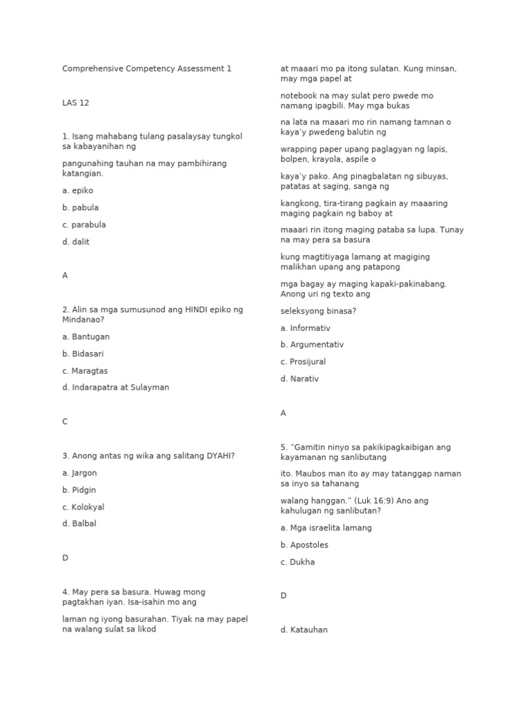 Comprehensive Competency Assessment 1 | PDF | Dominance (Genetics ...