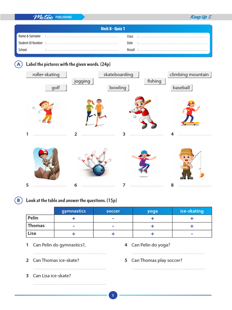 5 U.8 Keep Up Quiz 1 | PDF | Skating