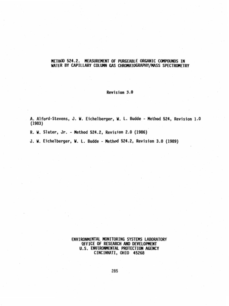 EPA 524.2 Purgeable VOCs by GCMS | PDF
