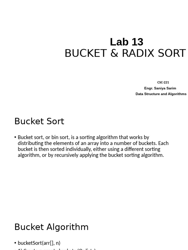 DSA LAB 13 BUCKET - RADIX SORT 16122024 013412am | PDF | Applied Mathematics | Theoretical ...