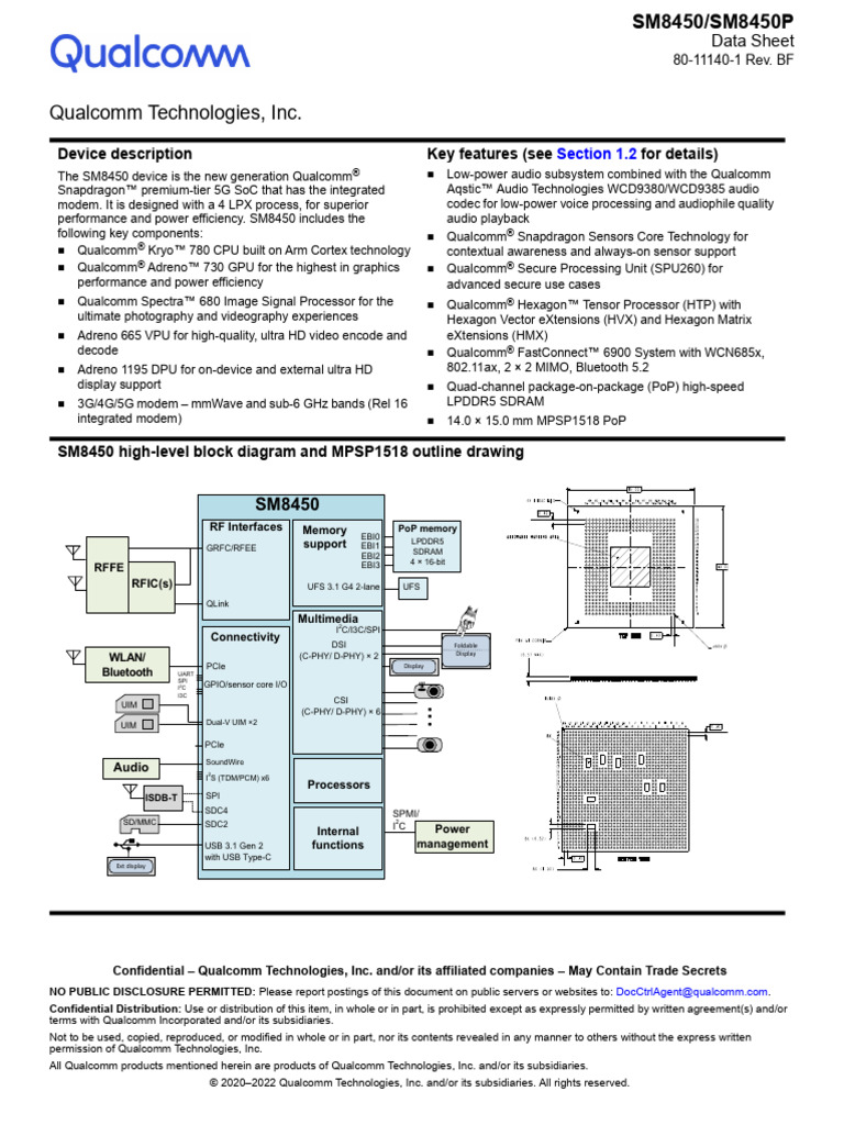 80-11140-1 SM8450 SM8450P Data Sheet | PDF | Information And ...