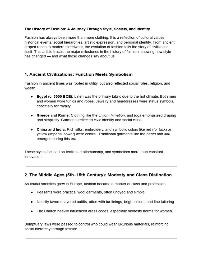 The History of Fashion - A Journey Through Style, Society, and Identity ...