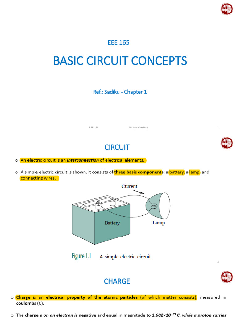 Lecture.1.Dc - Circuit 2 | PDF | Electric Charge | Voltage