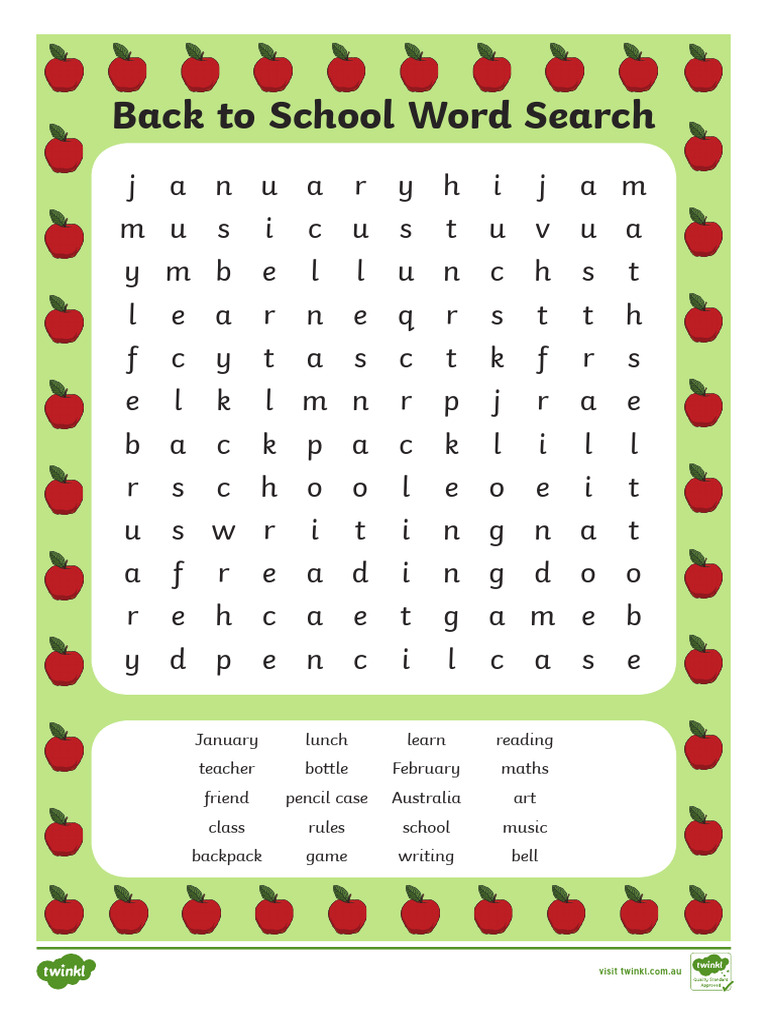 Au T 10000594 Back To School Word Search English - Ver - 2 | PDF