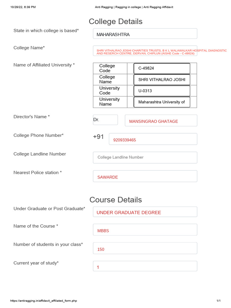 Anti Ragging - Ragging in College - Anti Ragging Affidavit | PDF ...