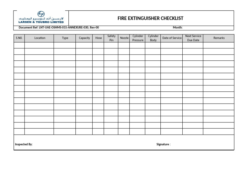 18, Fire Extinguisher Checklist | PDF