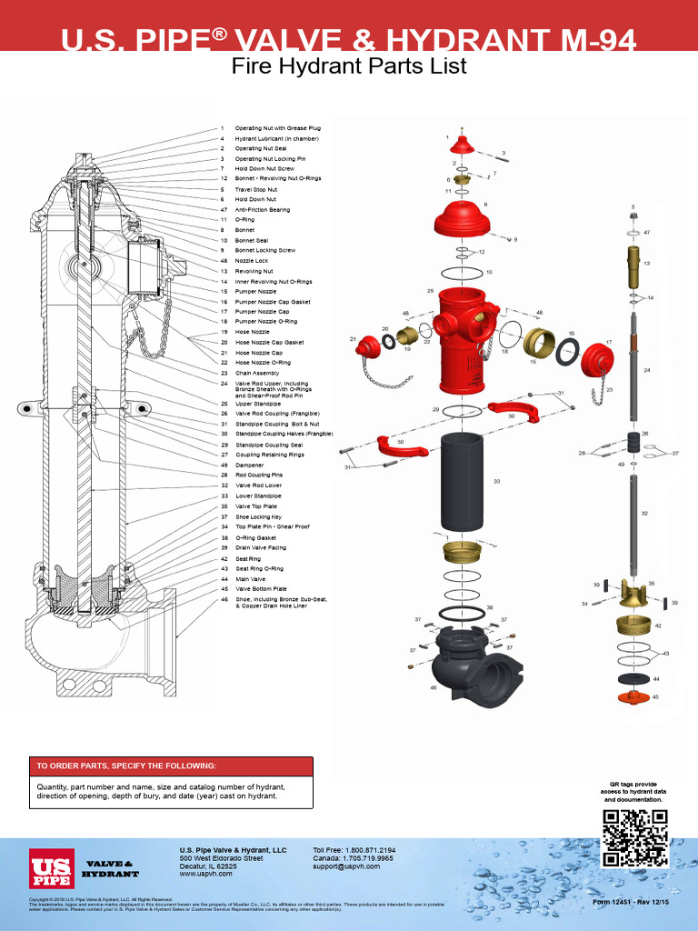 U.S. Pipe Fire Hydrant Parts List | PDF | Valve | Pipe (Fluid Conveyance)