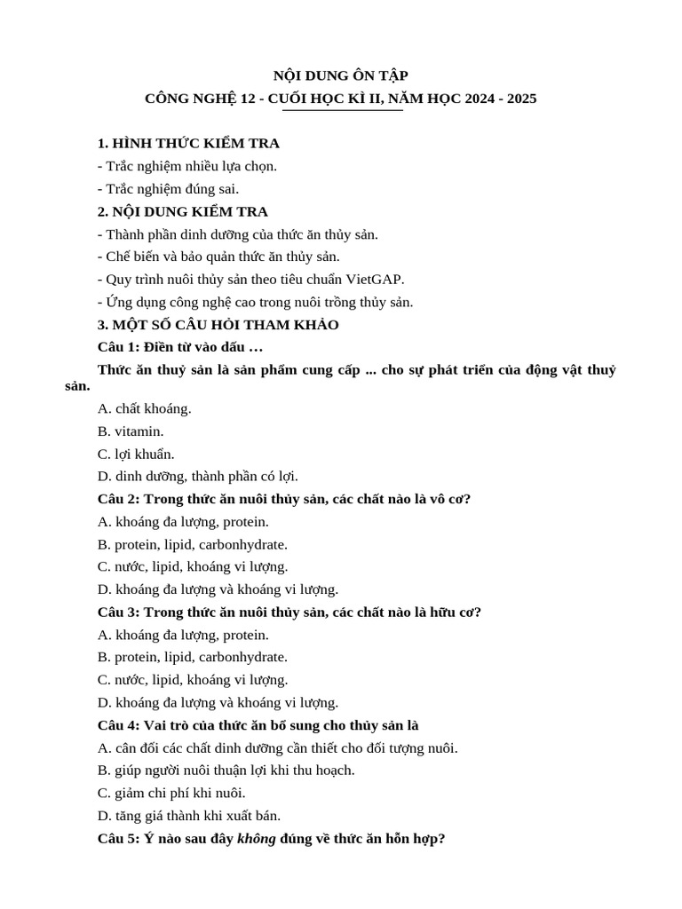 12-Nội Dung Ôn Tập Môn Cn-ck2 25.4.2025 | PDF