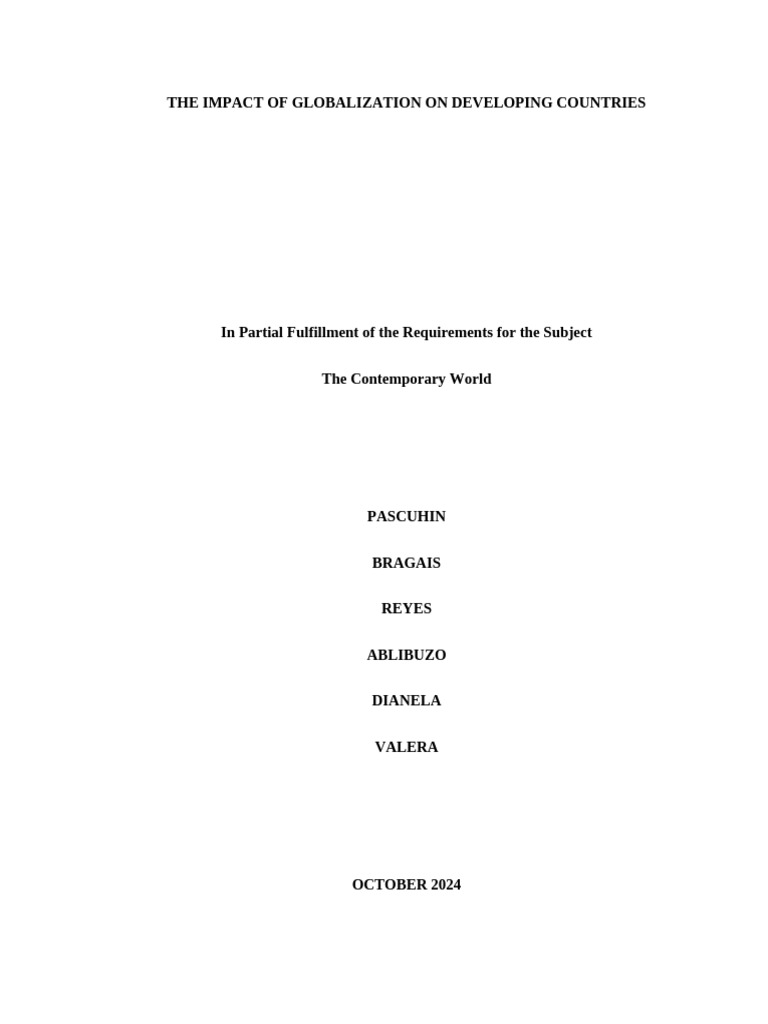 The Impact of Globalization On Developing Countries | PDF ...