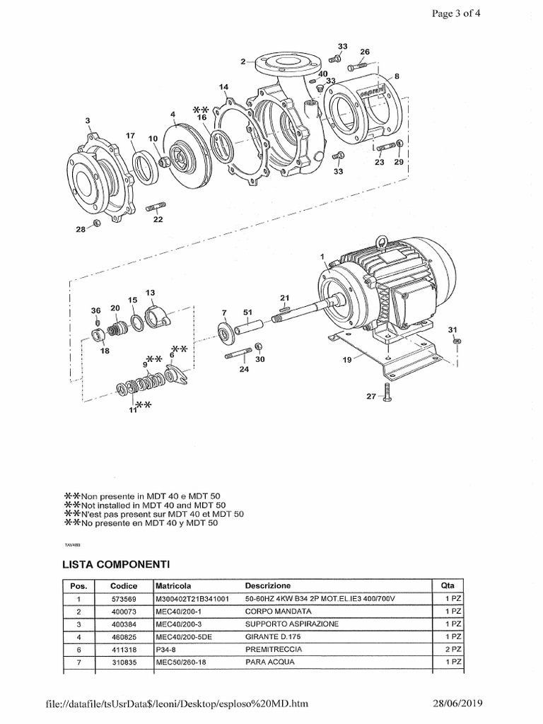 Spare Parts Caprari MDT 40 | PDF