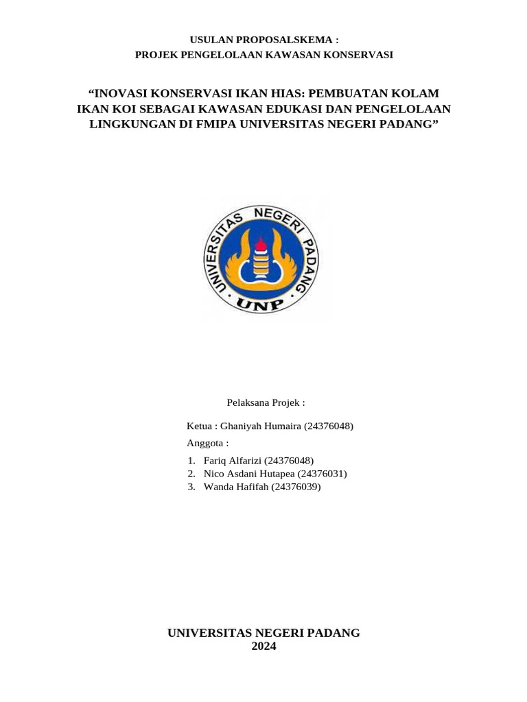 Proposal Pengajuan Project Konservasi Kolam | PDF