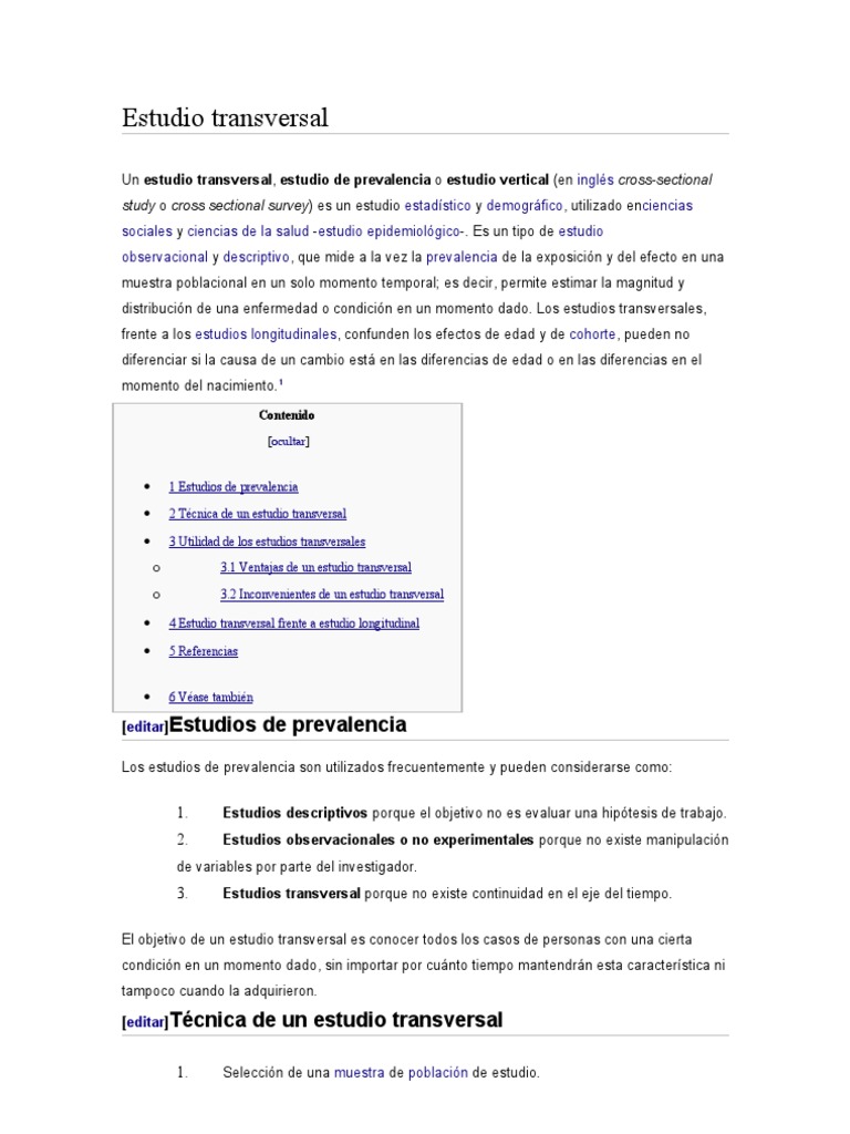 Estudio Transversal en Epidemiología | PDF