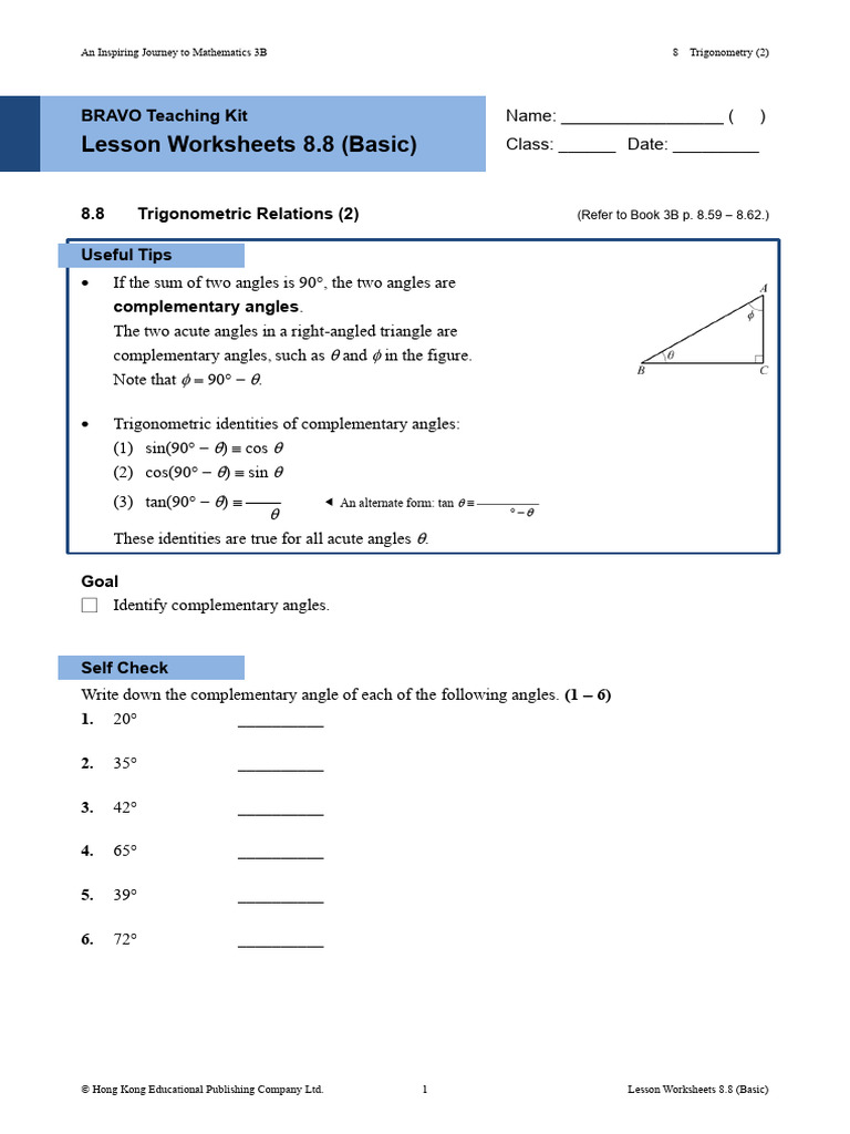 LessonWS Basic 3B Ch08 8.8 S E | PDF | Trigonometry | Euclidean Plane Geometry