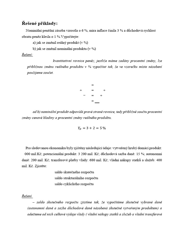 3MI104 Menova A Fiskalni Politika Resene Priklady | PDF
