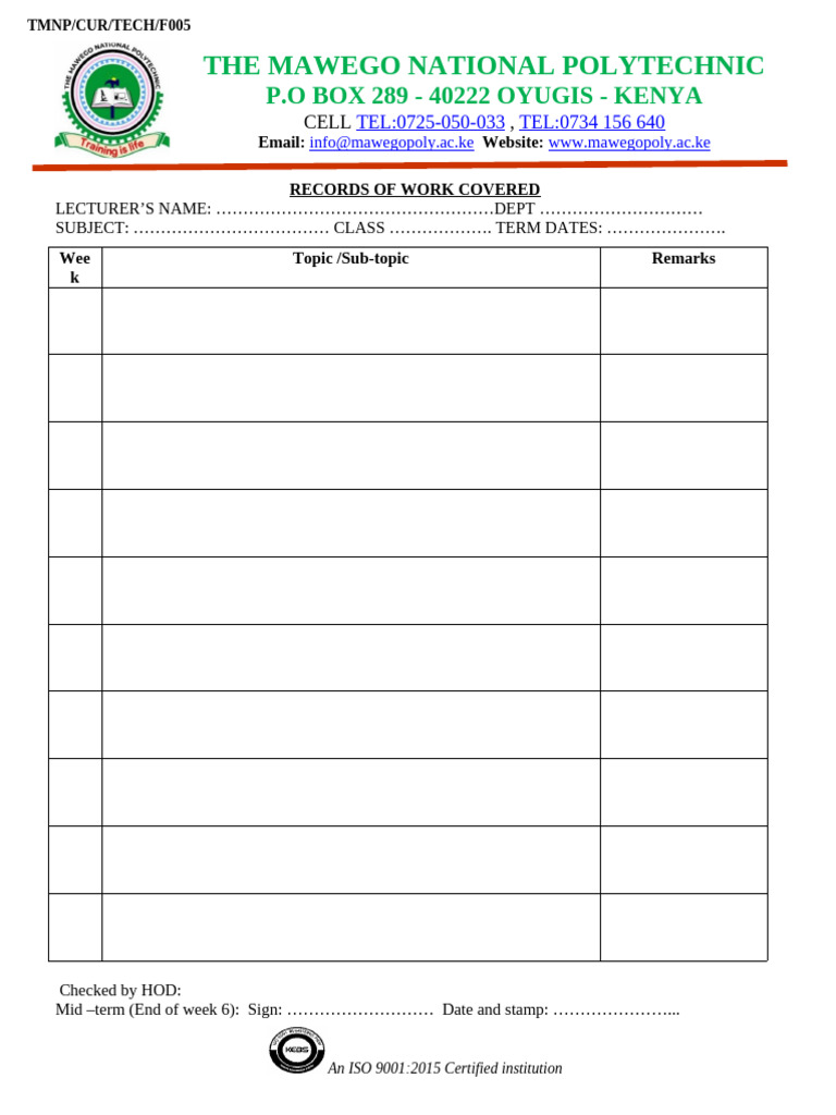 Records of Work Current | PDF