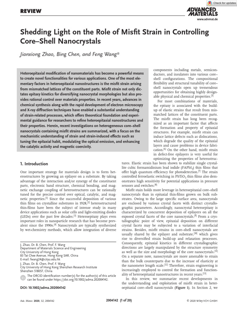 Advanced Materials - 2020 - Zhao - Shedding Light On The Role of Misfit ...